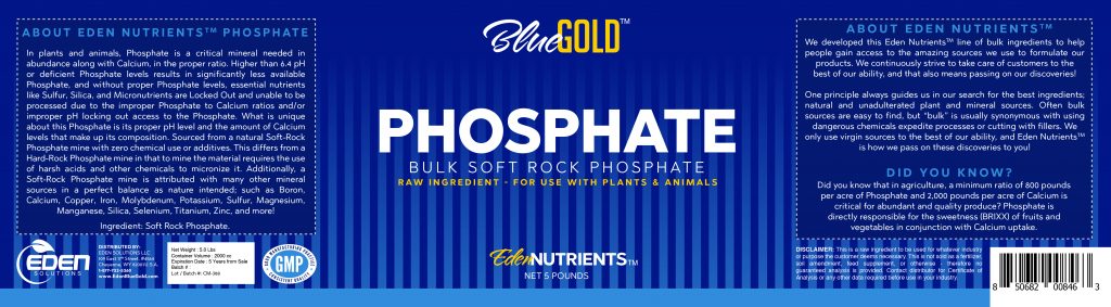 BlueGold® Eden Nutrients™ Bulk 5lb Soft Rock Phosphate - Eden BlueGold®